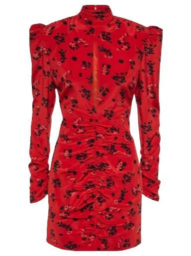 Alessandra Rich Floral Print Silk Mini Dress - Red