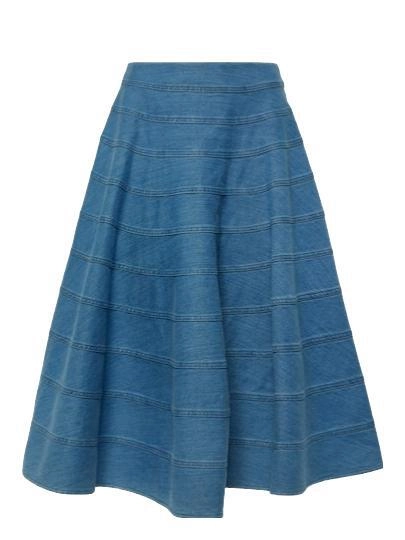 Altuzarra Grace Paneled Denim Midi Skirt - Blue