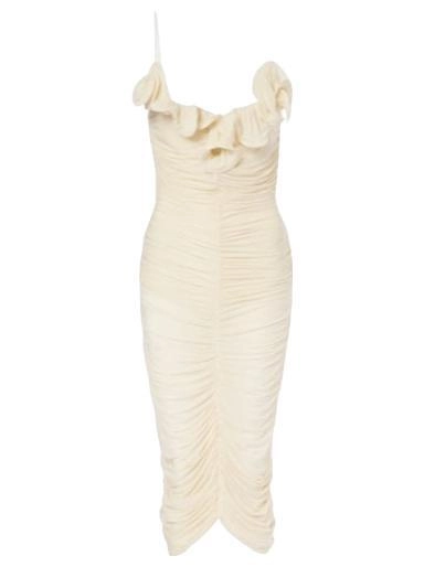 Magda Butrym Sheer Ruched Jersey Midi Dress - White