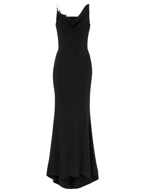 MUGLER Asymmetrical Crepe Gown - Black