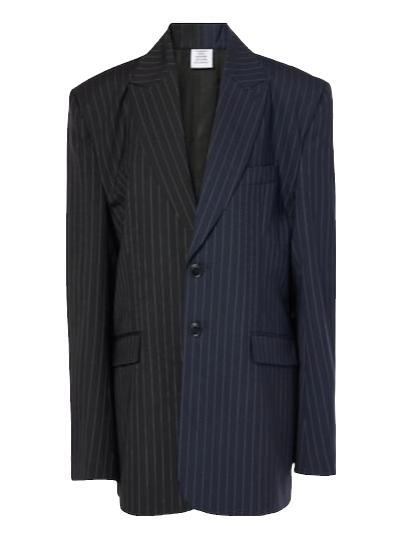 Vetements Single-breasted Pinstripe Wool Blazer - Black