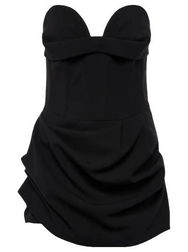 Magda Butrym Draped Wool-blend Bustier Dress - Black