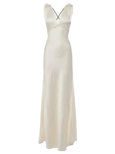 Victoria Beckham Gathered Open-back Crepe Satin Gown - White