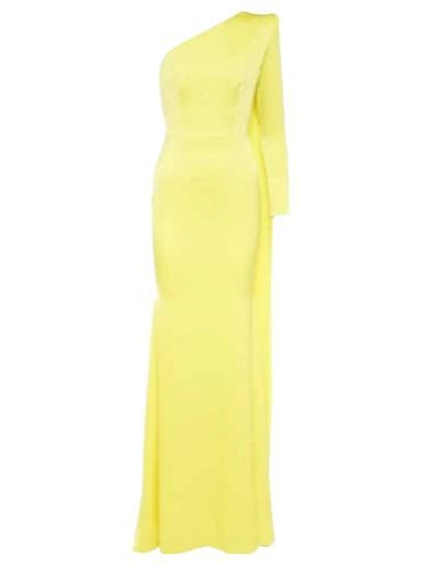 Alex Perry Caped One-shoulder Satin Gown - Yellow