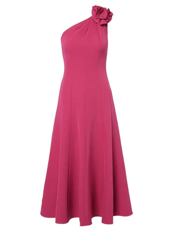 Roland Mouret One-shoulder Cocktail Dress With Floral Appliqu - Pink