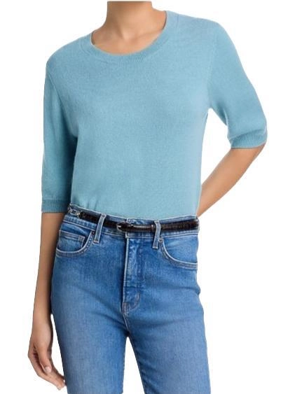Veronica Beard Short Sleeve Crew Neck Sweater - Blue