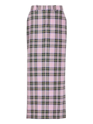AREA Plaid Wool Midi Skirt - Multicolor