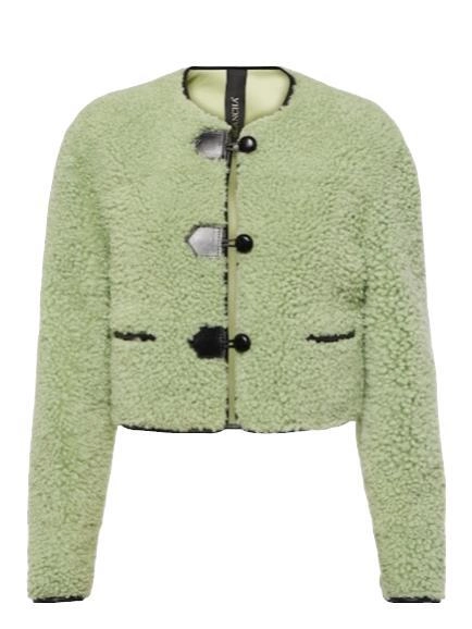 BLANCHA Shearling Jacket With Leather Trim - Green