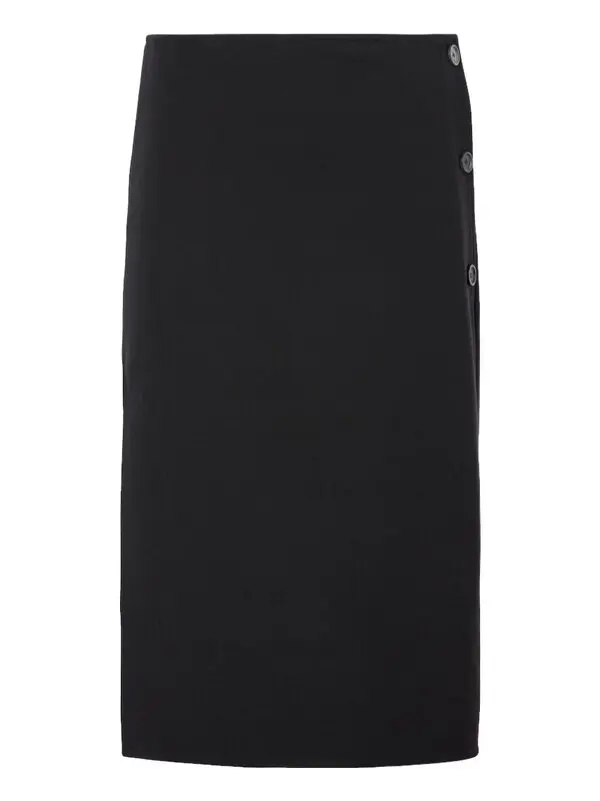 COURREGES Wool-blend Midi Skirt With Button Detail And Slit - Black