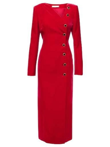 Alessandra Rich Velvet Midi Dress - Red