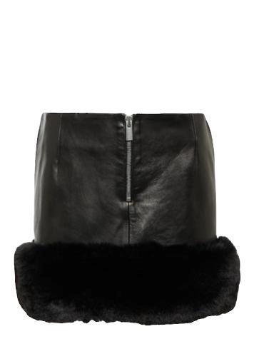 Magda Butrym Faux Fur-trimmed Leather Mini Skirt - Black