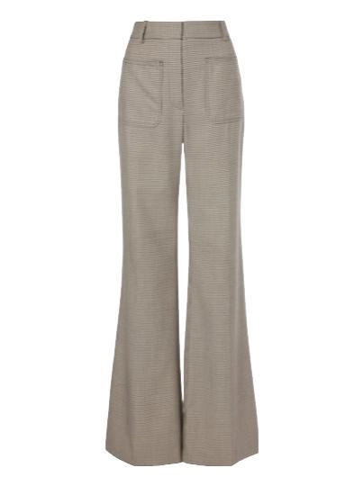NILI LOTAN Flared Check Pants - Nude