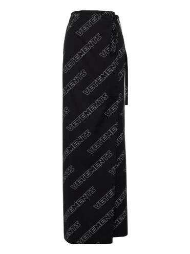 Vetements Logo Cotton Wrap Skirt - Black