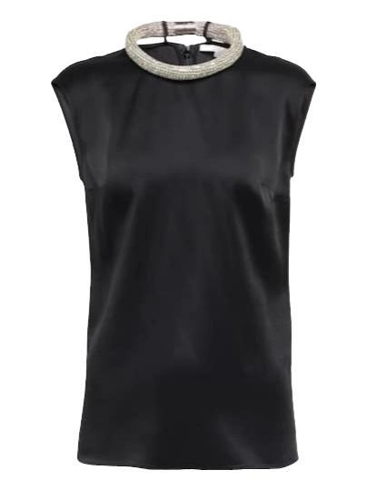 Stella McCartney Embellished Satin Top - Black