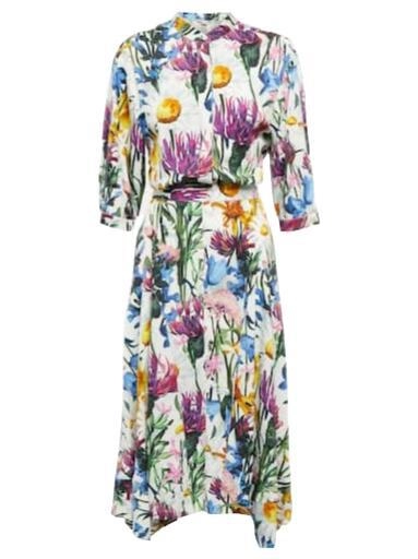 Stella McCartney Floral Satin Midi Shirt Dress - Multicolor