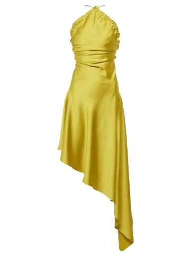 Attico Feather-trimmed Satin Gown - Yellow