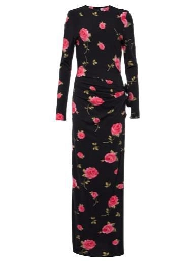 Magda Butrym Floral-appliqué Gathered Maxi Dress - Black