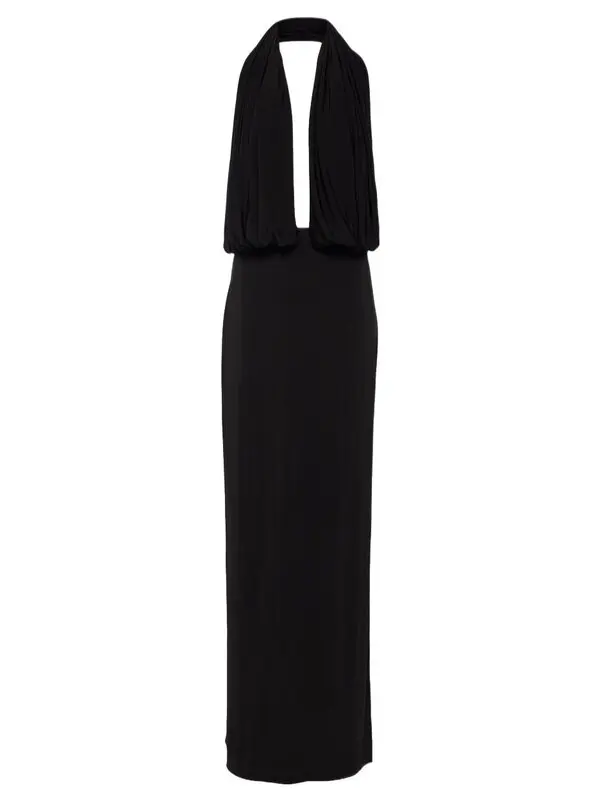 Magda Butrym Draped Halterneck Jersey Gown - Black