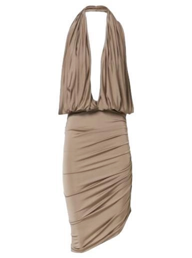 Magda Butrym Halterneck Ruched Midi Dress - Nude