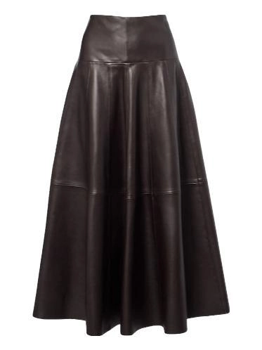 Nour Hammour Daria Paneled Leather Midi Skirt - Black