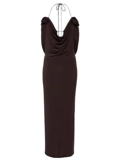 Magda Butrym Floral-appliqué Draped Midi Dress - Black