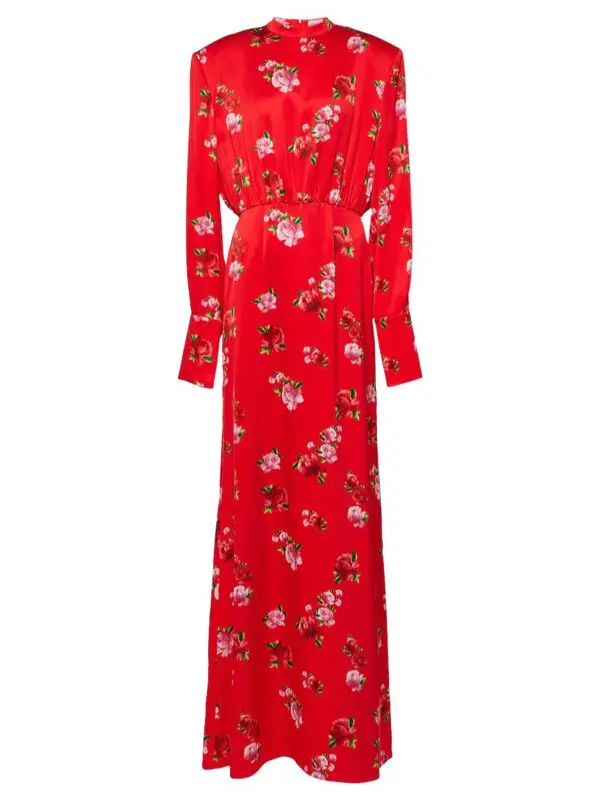Magda Butrym Floral Silk Gown - Red