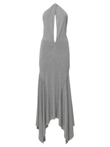 Attico Halterneck Maxi Dress With Draped Details - Gray