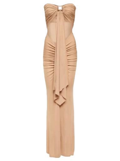 Christopher Esber Sleeveless Maxi Dress With Pleats And Brass Hardware - Nude