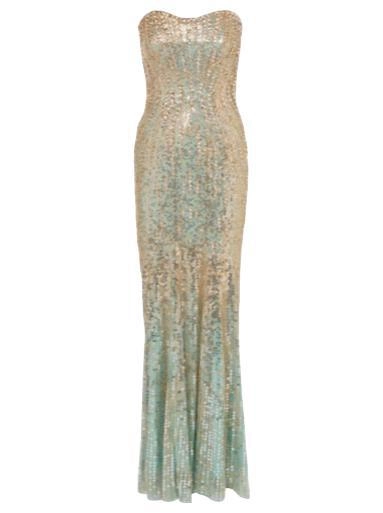 Jenny Packham Sarai Sequined Strapless Gown - Nude