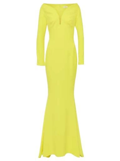 SAFIYAA LONDON Long Sleeve Fishtail Gown - Yellow