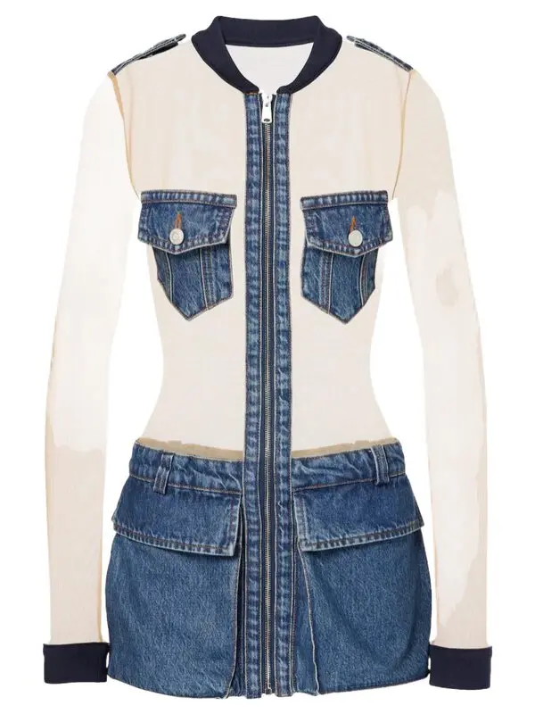 Coperni Sheer And Denim Mini Dress - Pink