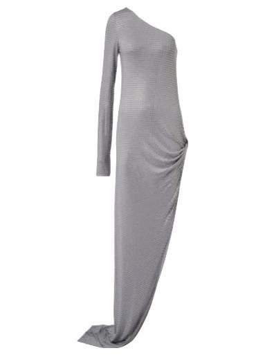 Attico Crystal Embellished One-shoulder Gown - Gray