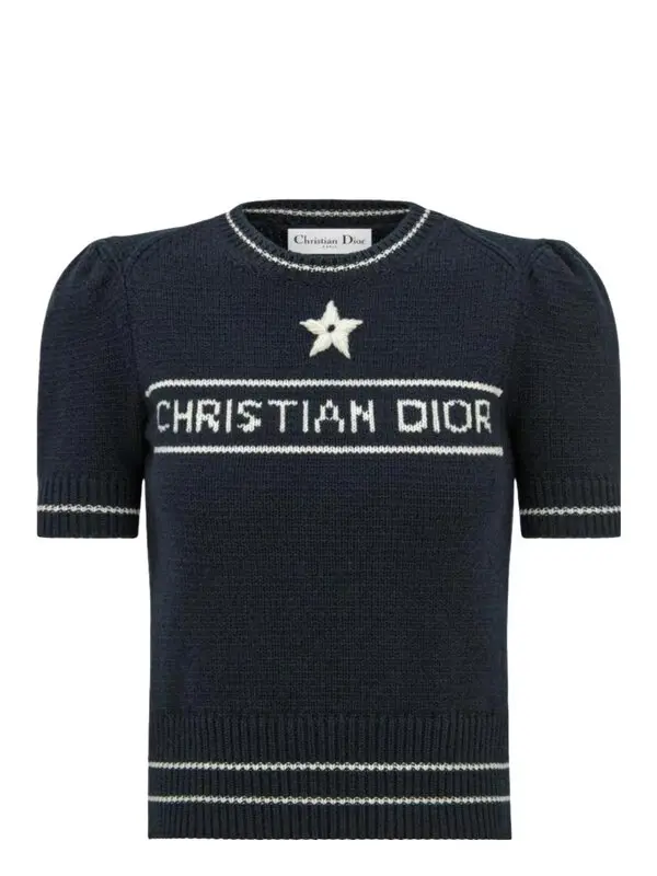 Dior Short-sleeved Knit Sweater With Star Detail - No
