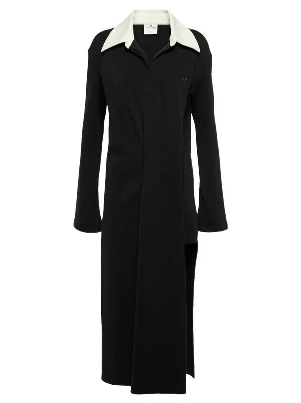 COURREGES Long Sleeve Lapel Collar Polo Dress - Black