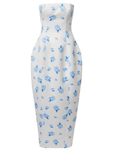 LEO Jessica Floral Bustier Gown - White