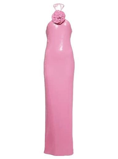 RODARTE Floral Appliqué Sequined Maxi Gown - Pink