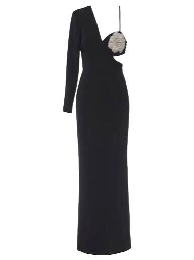 Rebecca Vallance Sachiel Gown With Floral Appliqu - Black