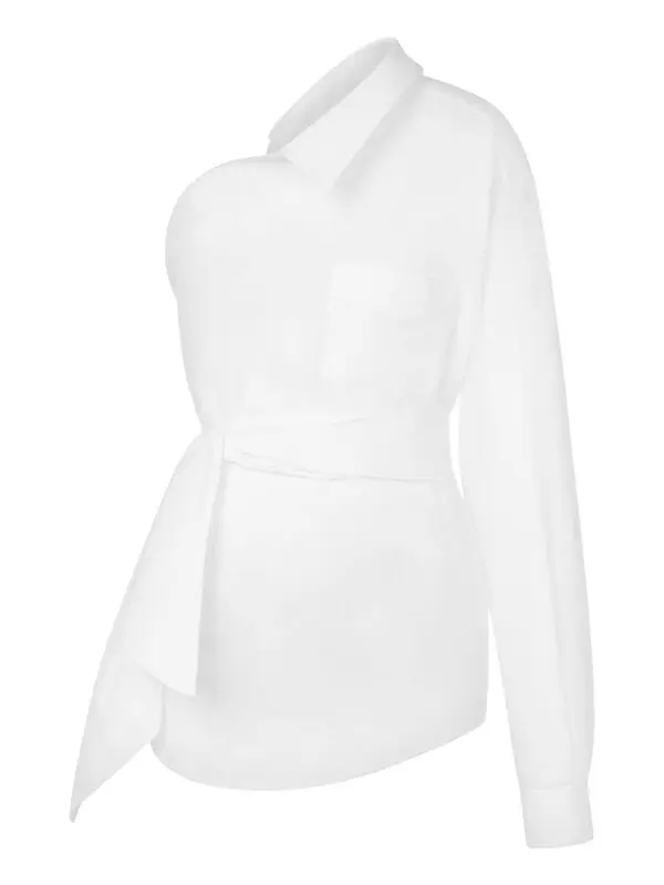 Moschino One-shoulder Stretch Poplin Shirt - White