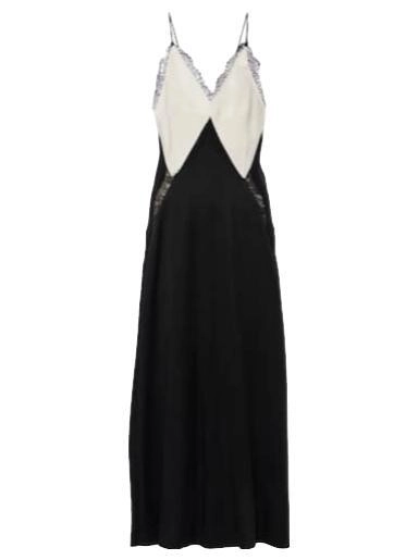 Victoria Beckham Lace-trimmed Crêpe Satin Slip Dress - Black