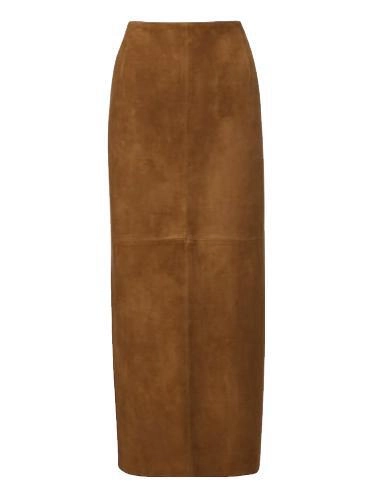Nour Hammour Selly Suede Midi Skirt - Brown
