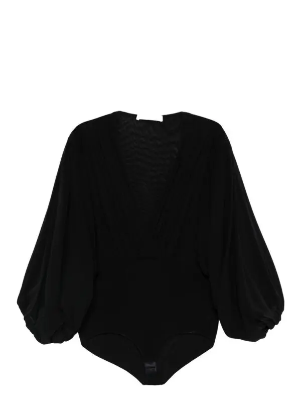 Philosophy Di Lorenzo Serafini Puff Sleeve Tulle Bodysuit - Black