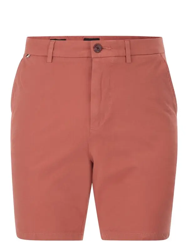 Hugo Boss Stretch Chino Shorts With Button Closure - Brown
