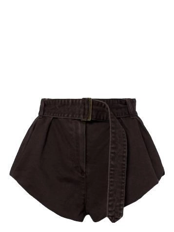 Magda Butrym High-rise Belted Cotton Canvas Flare Shorts - Black