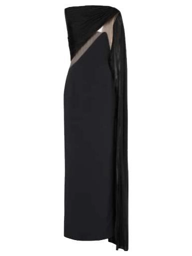 David Koma Draped Jersey And Tulle Gown - Black