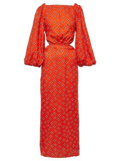 Johanna Ortiz Printed Linen Midi Dress - Red