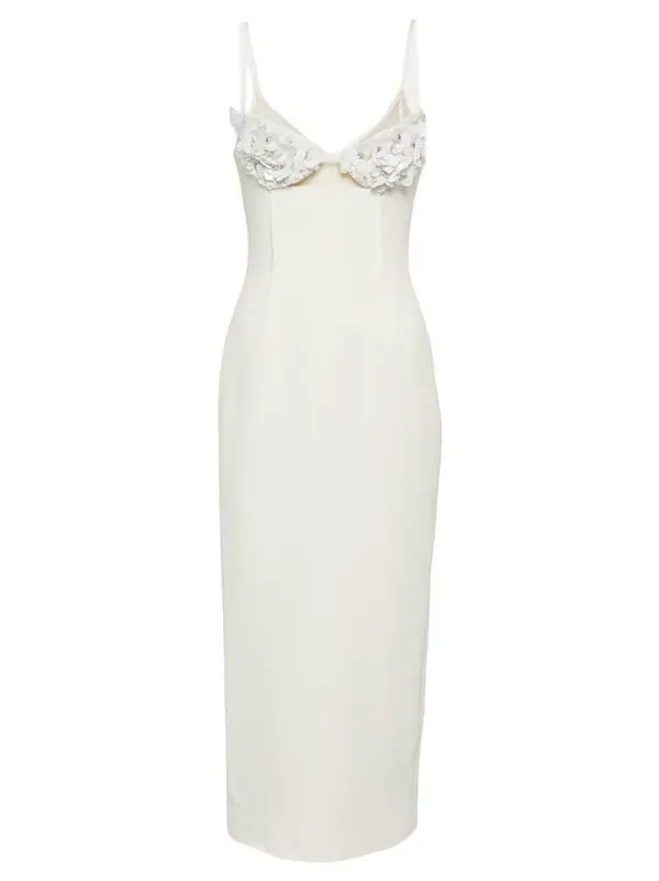 David Koma Embellished Cady Midi Dress - White