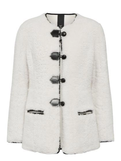 BLANCHA Leather-trimmed Shearling Jacket - White
