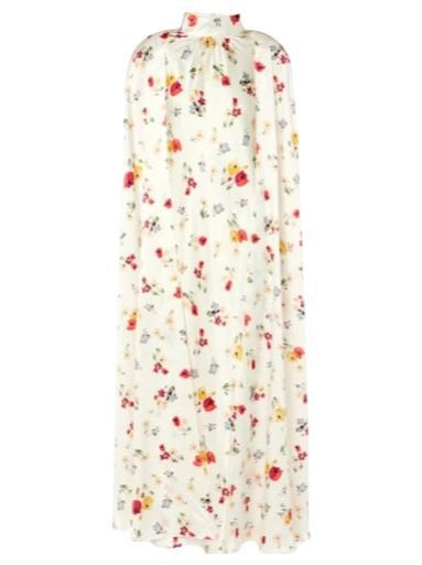 RODARTE Floral Caped Silk Maxi Dress - White