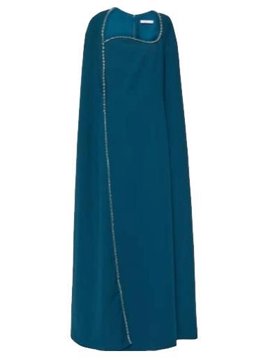 SAFIYAA LONDON Mattia Embellished Cape Gown - Blue