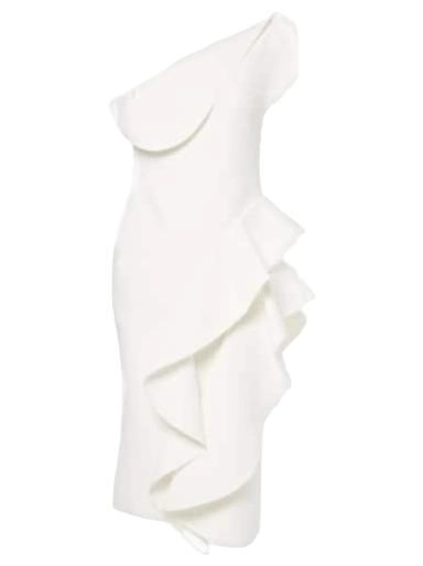 Maticevski Bridal Rhythm Off-the-shoulder Ruffled Midi Dress - White